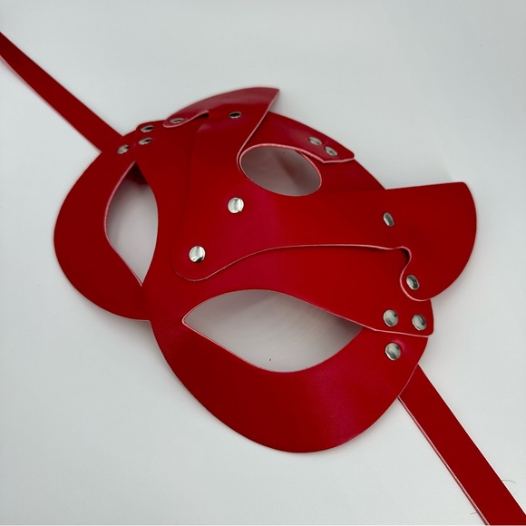 Unlisted | Accessories | Red Leather Cat Ear Masquerade Mask | Poshmark